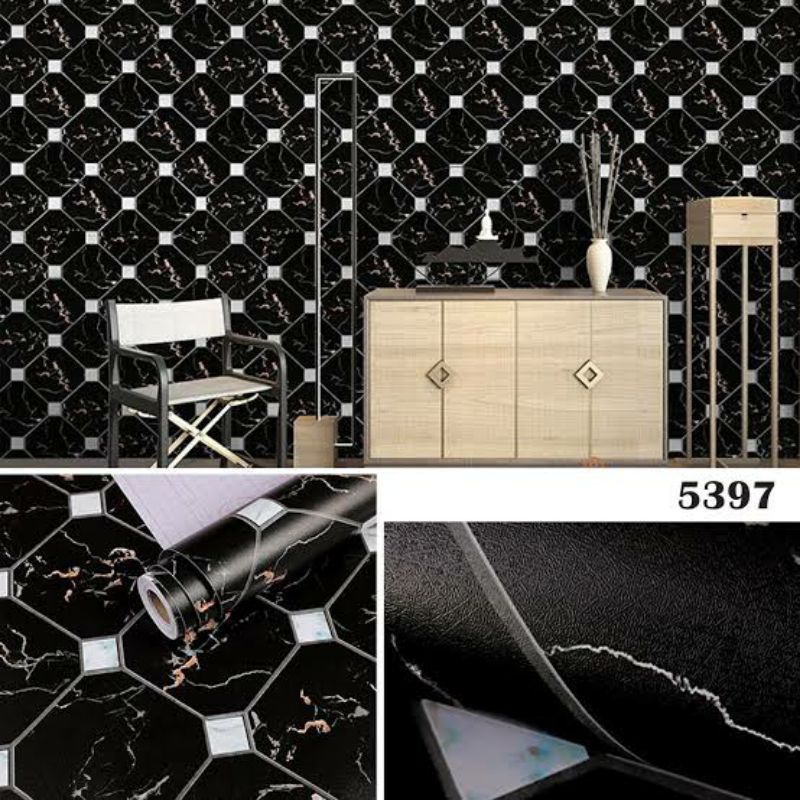 Jual Wallpaper Dinding Hitam Wallpaper Dinding Kotak Hitam Marmer ...