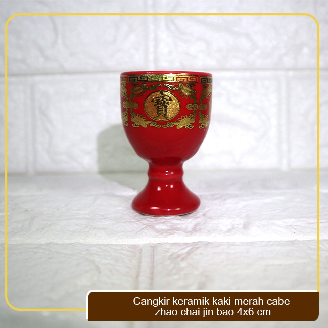 Jual Cangkir Persembahan Altar Sembahyang Zhao Chai Jin Bao Merah Cabe ...
