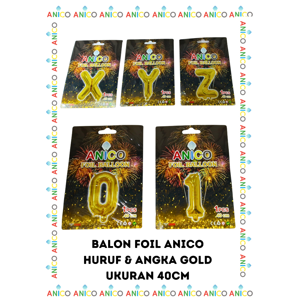 Jual (ANGKA 0-9) BALON FOIL ANGKA GOLD 40 CM / BALON HURUF ULANG TAHUN ...