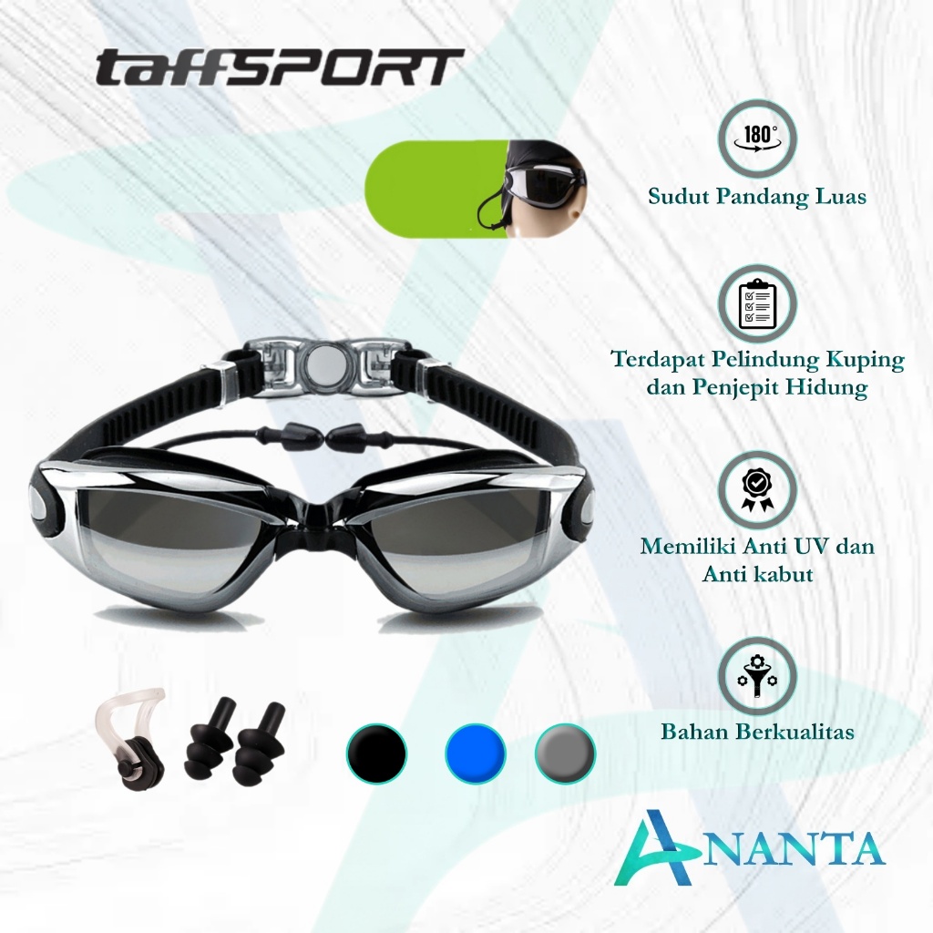 Jual TaffSPORT Kacamata Renang dengan Penutup Telinga dan Hidung - A380 / Kaca Mata Berenang ...