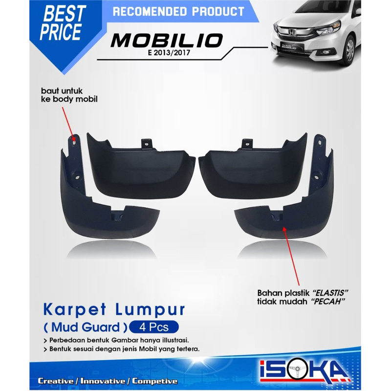 Jual Mudguard Mud Guard / Karpet Lumpur Honda Mobilio Tipe RS(Body Kit ...