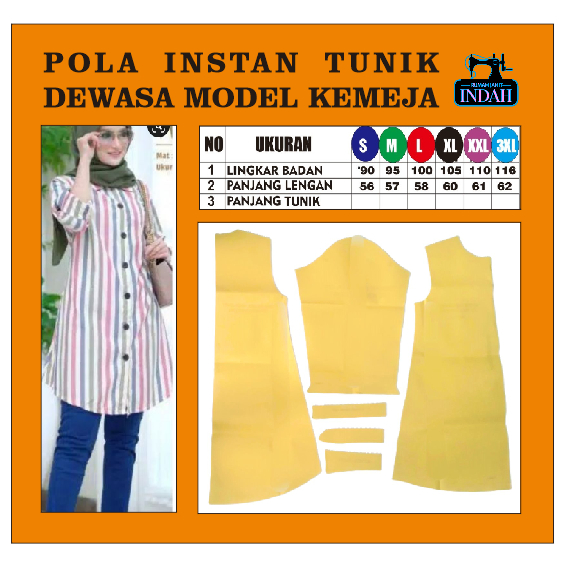 Jual pola baju pola jahit TUNIK Dewasa R POLA INSTAN 1 SIZE | Shopee Indonesia