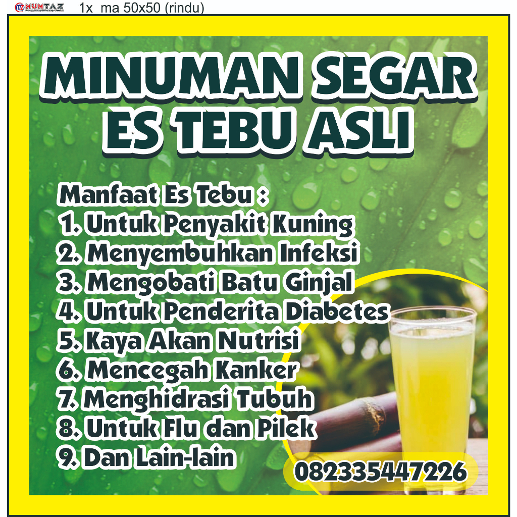 Jual Spanduk Banner Es Tebu SEHARI JADI Ukuran 50x100 cm & 60x120 cm ...