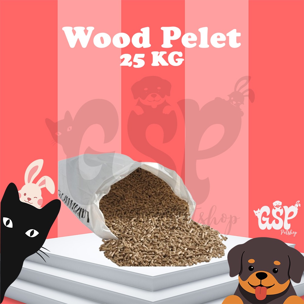 Jual WOOD PELLET Bedding Kayu Serbuk Kayu Pelet 25KG [Instant Kurir ...
