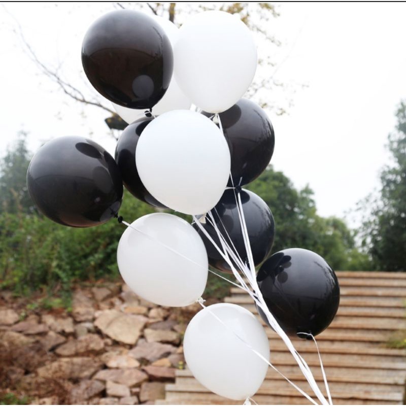 Jual Balon Latex Hitam dan putih 5 inch 12 inch per pack / Balon Pastel ...