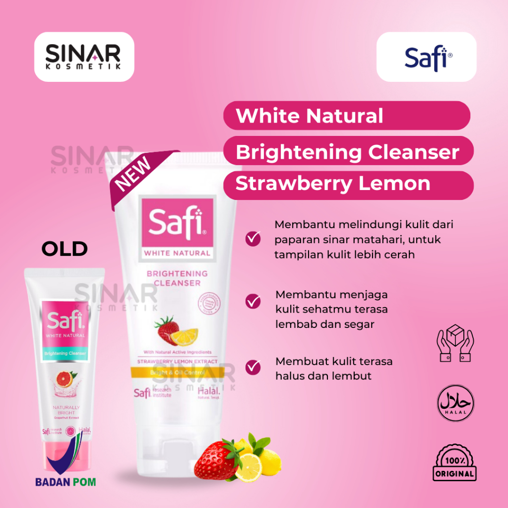 Jual Safi White Natural Brightening Cleanser Strawberry Lemon 50gr ...