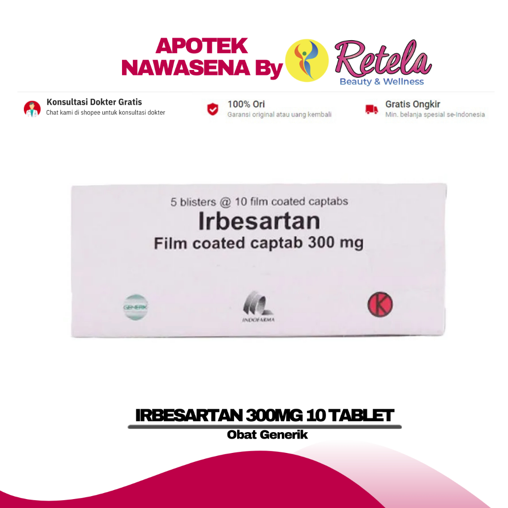 Jual IRBESARTAN 300MG 1 STRIP 10 TABLET(Gen- NVL) | Shopee Indonesia