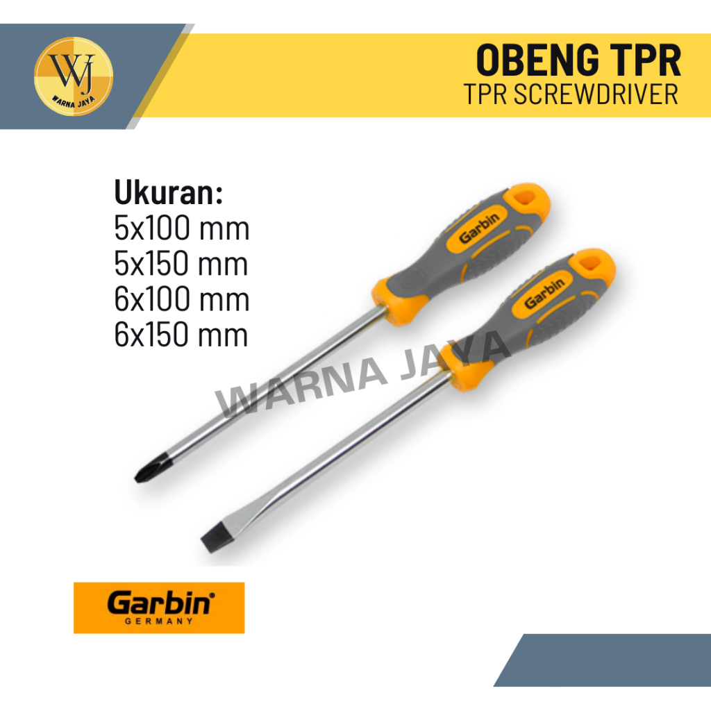 Jual GARBIN Obeng TPR Ujung Bermagnet Seri Experten 5-6 mm X 100-150 mm ...
