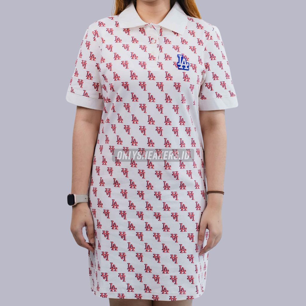Jual MLB KOREA LOS ANGELES DODGERS MONOGRAM DRESS WHITE(100% AUTHENTIC ...