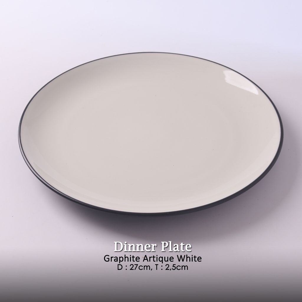 Jual Dinner plate/Piring makan keramik putih list hitam | Shopee Indonesia