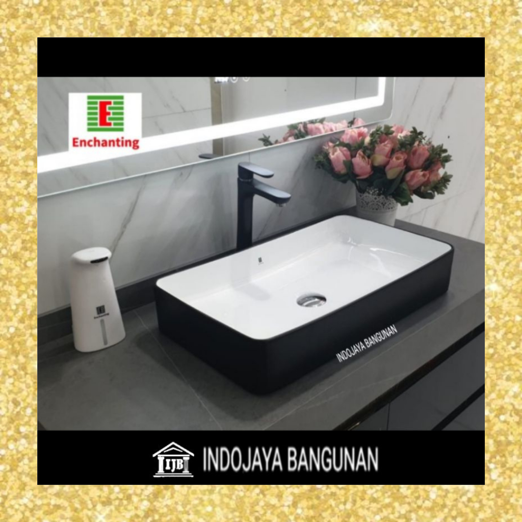 Jual Wastafel Keramik Hitam Putih / Black and White | Shopee Indonesia