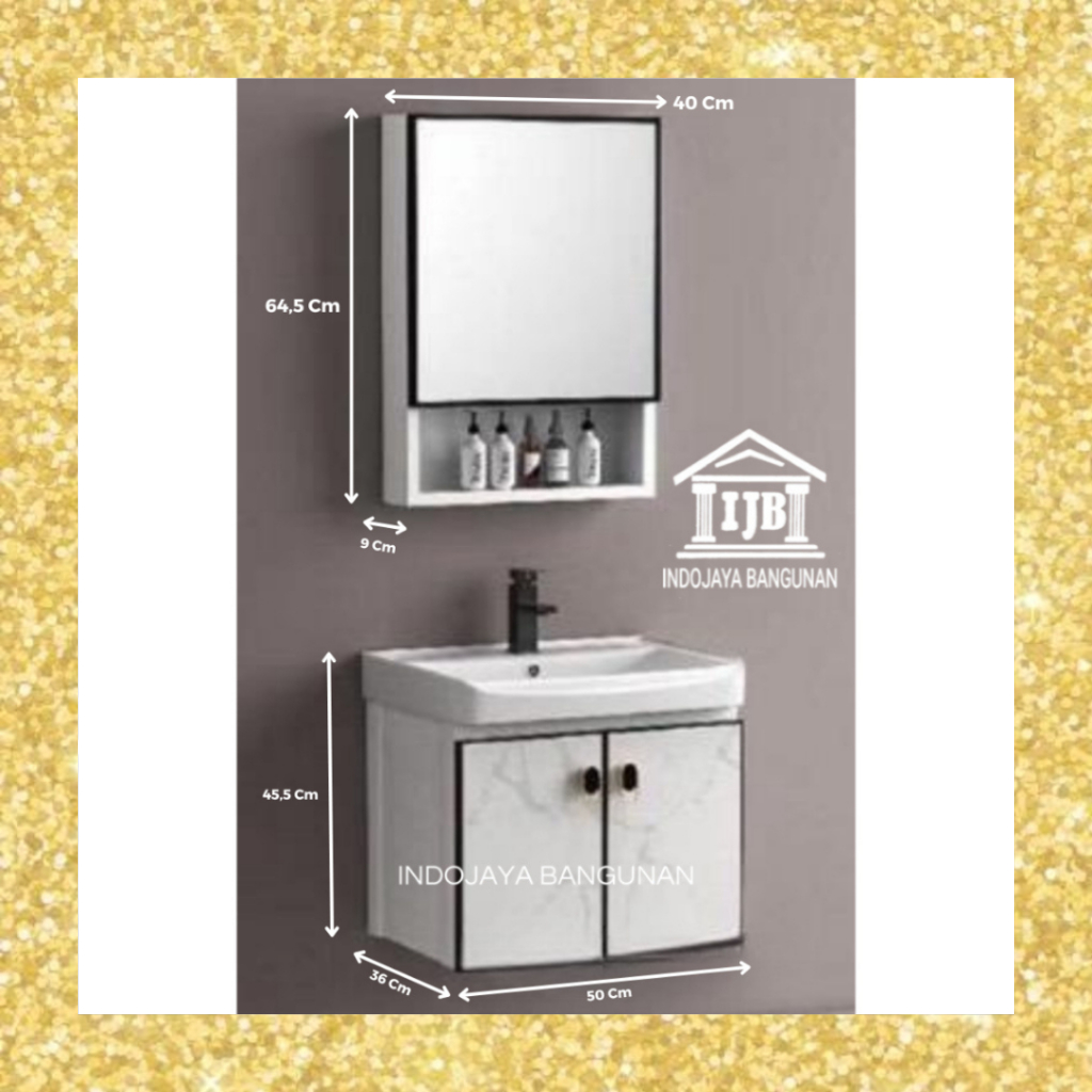Jual Paket Kabinet Wastafel Gantung 50 Cermin Lemari Rak Kamar Mandi ...