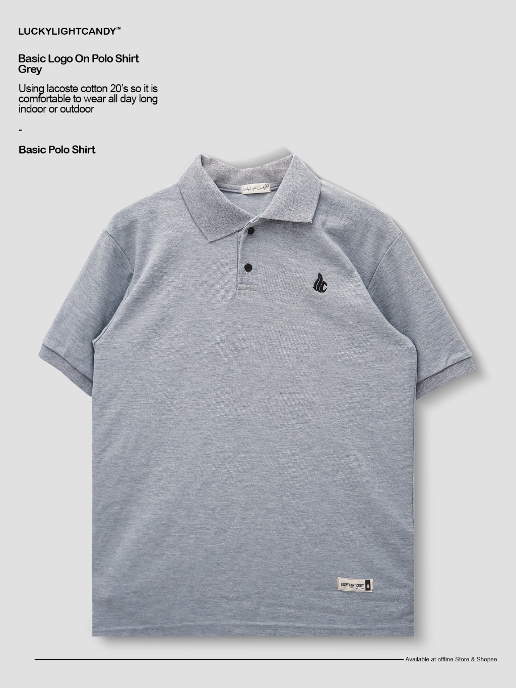 Jual Lucky Light Candy - Basic Logo ( Grey / Polo Shirt ) | Shopee ...