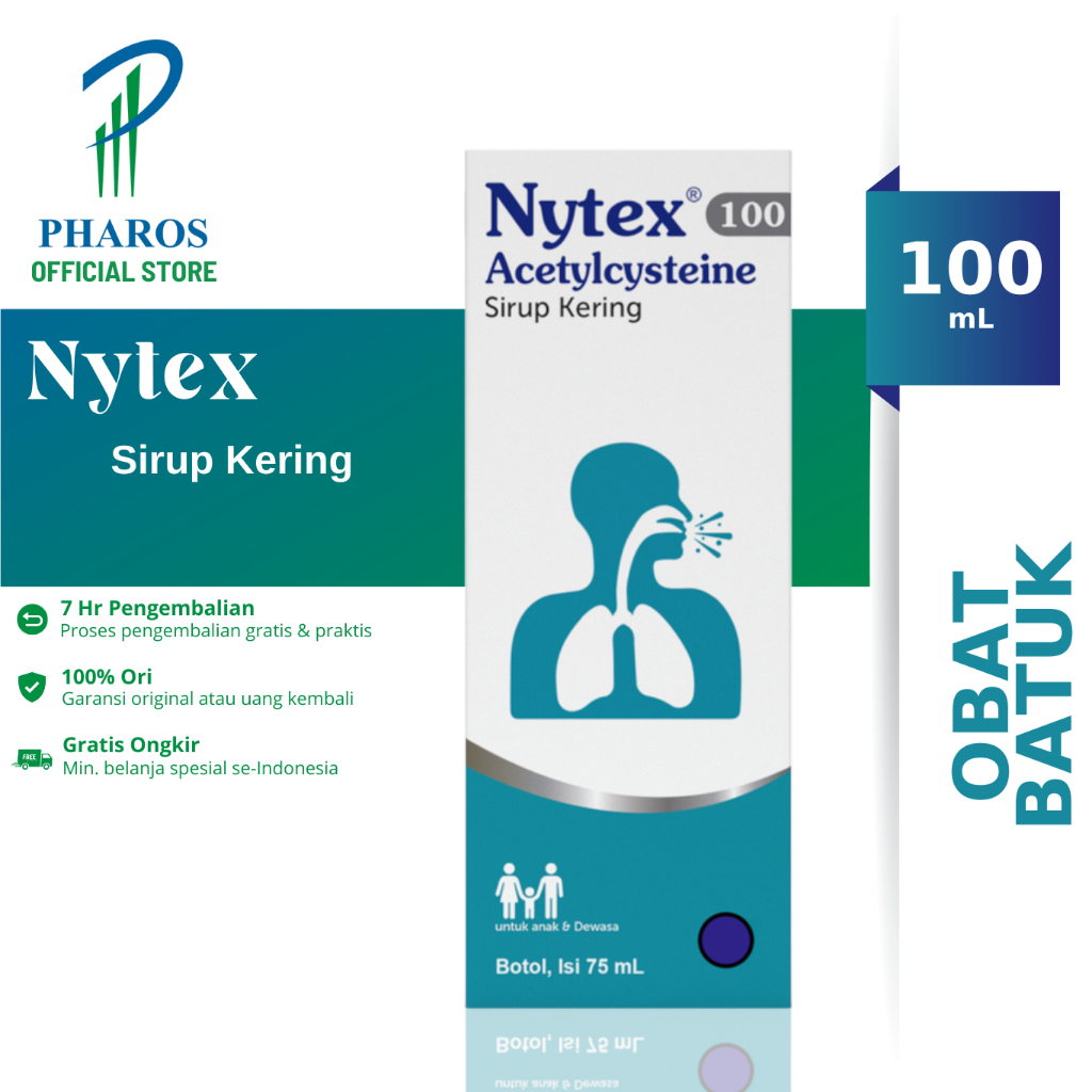 Jual Nytex 100 mg/5 ml Dry Syrup 75 ml /Acetylcysteine / Obat Batuk / Mengencerkan Dahak ...