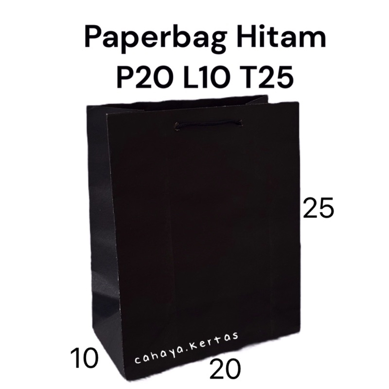 Jual Paper bag Hitam 20 x 25 tas kertas hitam polos ukuran P20 L10 T25 ...