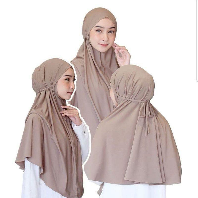 Jual BERGO INSTAN HAMIDAH TALI NON PED / JILBAB PINGUIN NON PET TALI BAHAN JERSEY / KERUDUNG ...