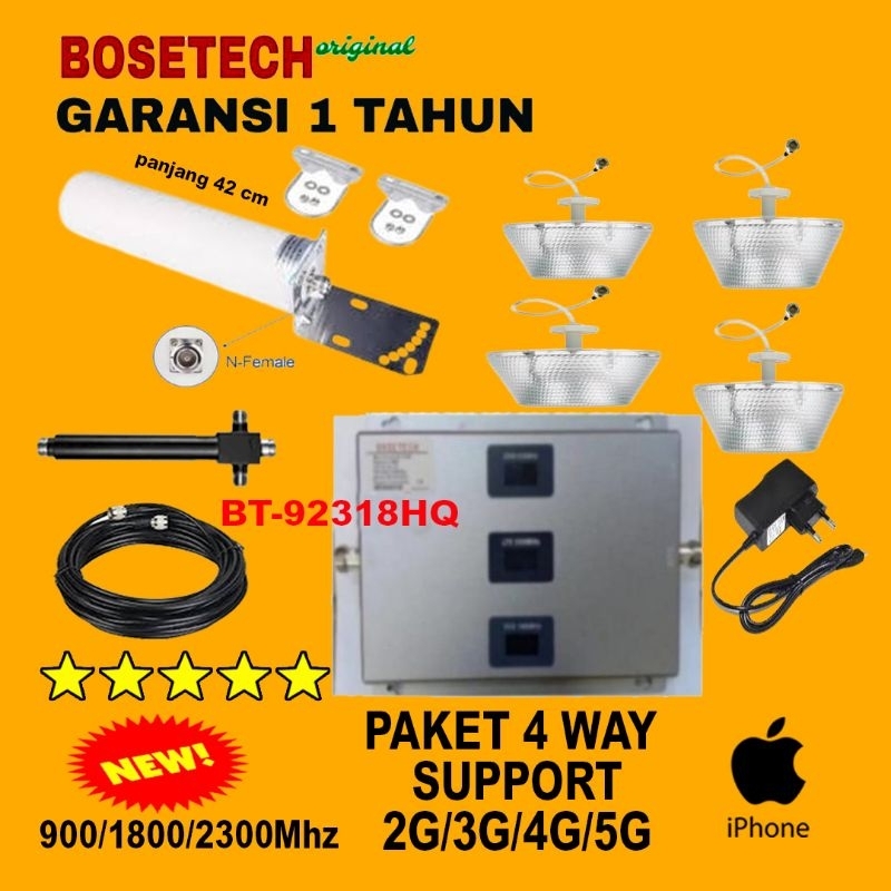 Jual PENGUAT FREQ OMNI SINYAL SIGNAL HP 5G 4G 3G 2G 4 WAY BOSETECH BT-92318HQ | Shopee Indonesia