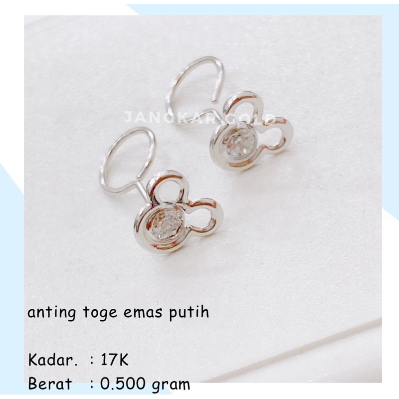 Jual ANTING TOGE EMAS PUTIH MICKEY 17K 0.500GR | Shopee Indonesia