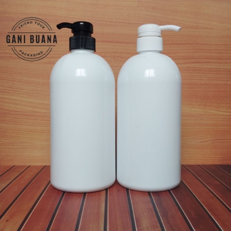Jual BOTOL PUMP 1000ML PUTIH PET/BOTOL PUMP 1 LITER PUTIH TUTUP PUMP BULAT | Shopee Indonesia