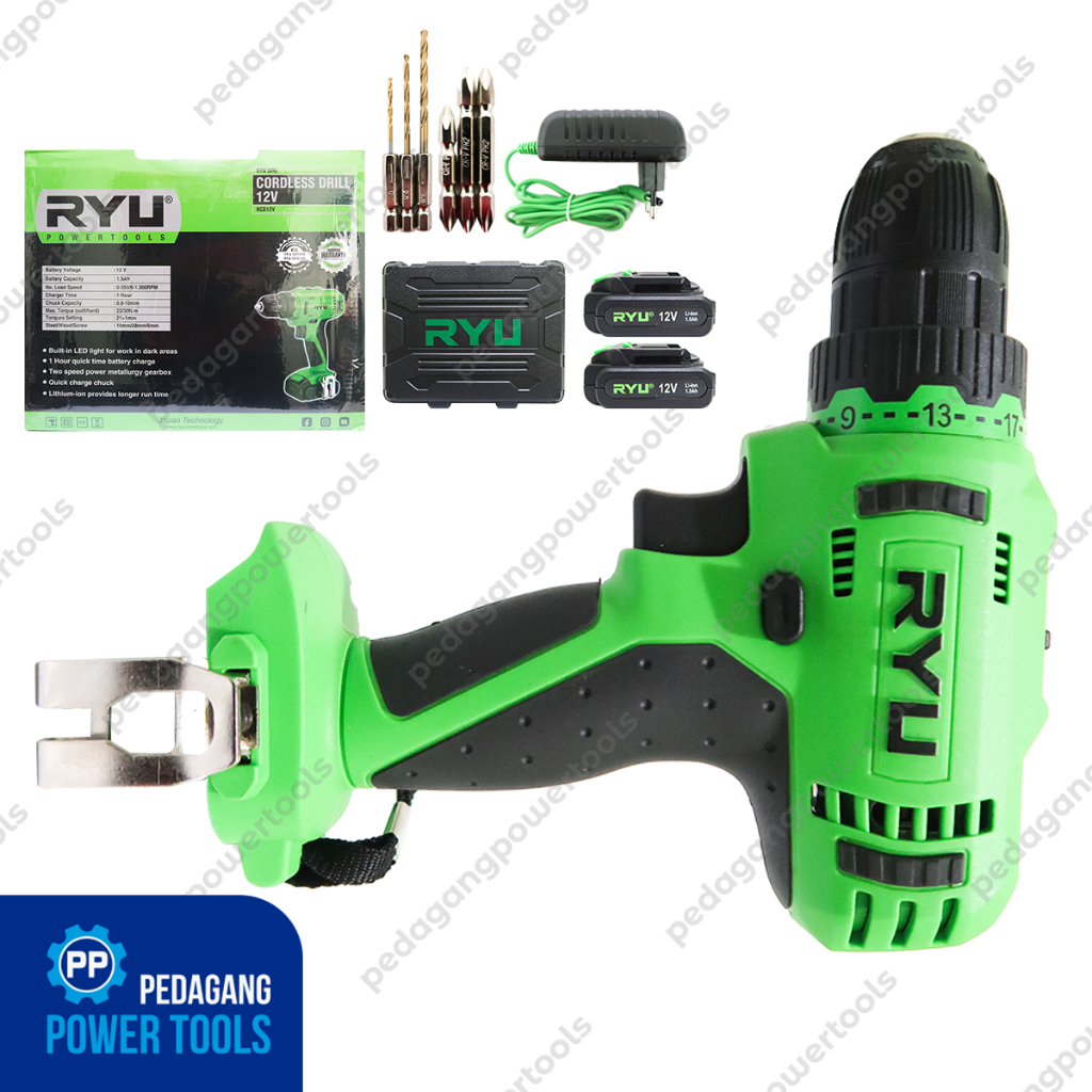 Jual BERGARANSI- MESIN BOR CORDLESS DRILL RYU RCD12V - 2 BATERAI 12V ...
