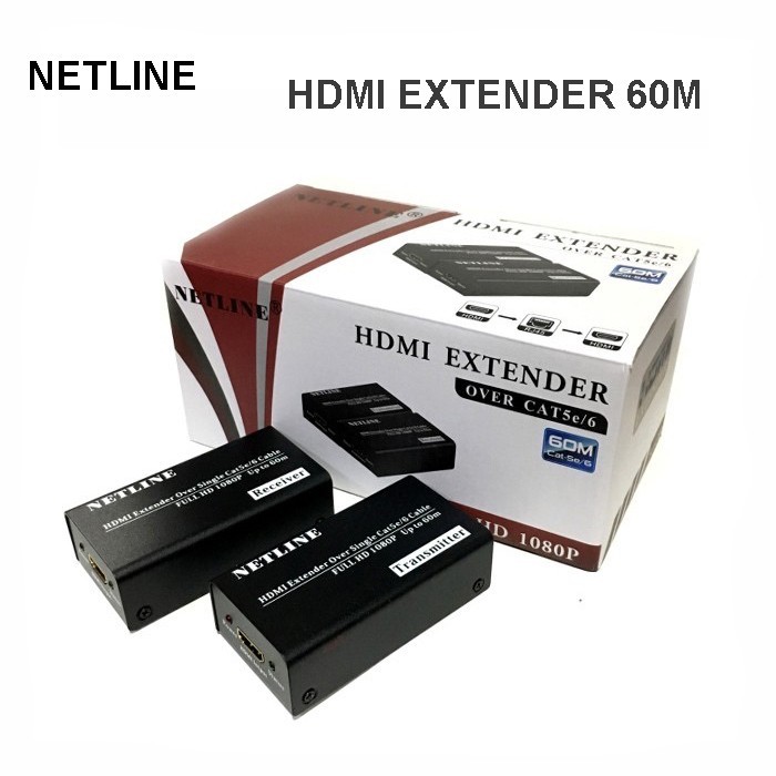 Jual Hdmi Extender 60m 60 Meter Netline Over Kabel Lan Cat5e Cat6 Full ...