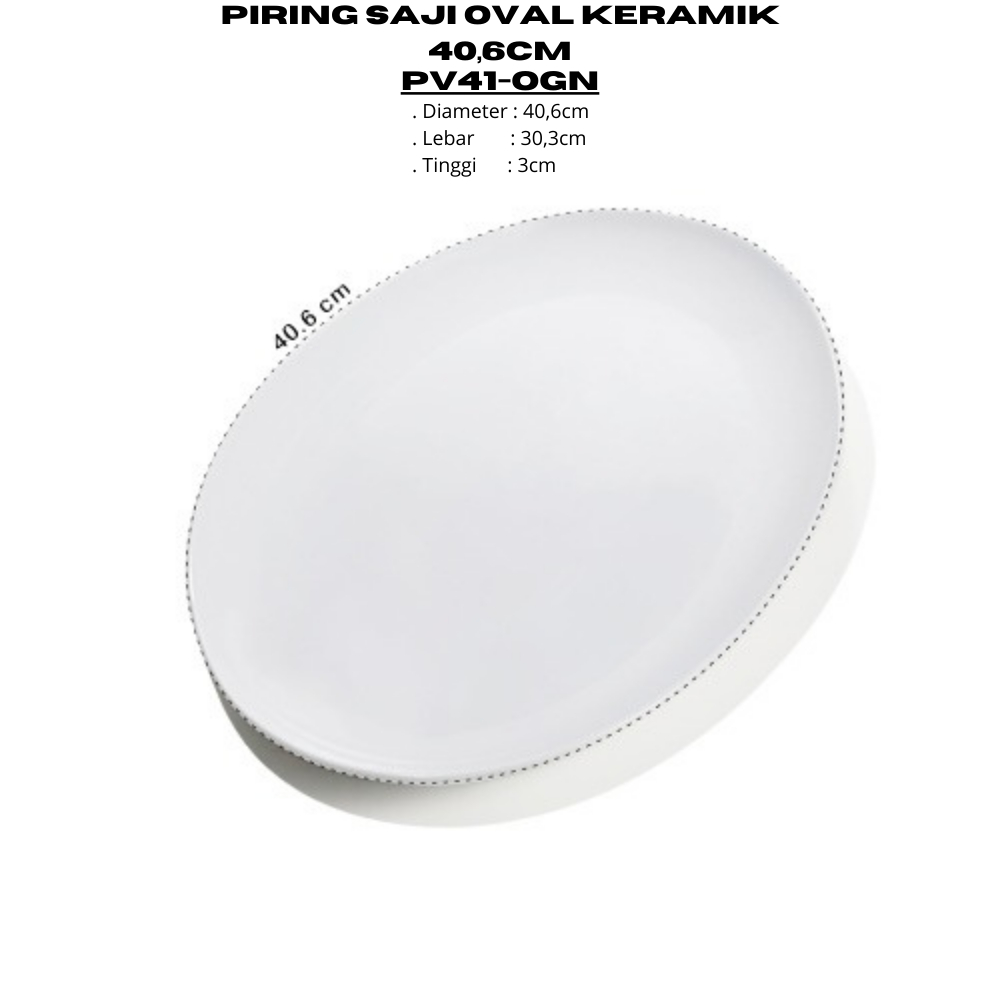 Jual Piring Saji Oval Keramik 40,6CM (1PCS) Polos By Indo Keramik Piring Saji Murah Serbaguna ...