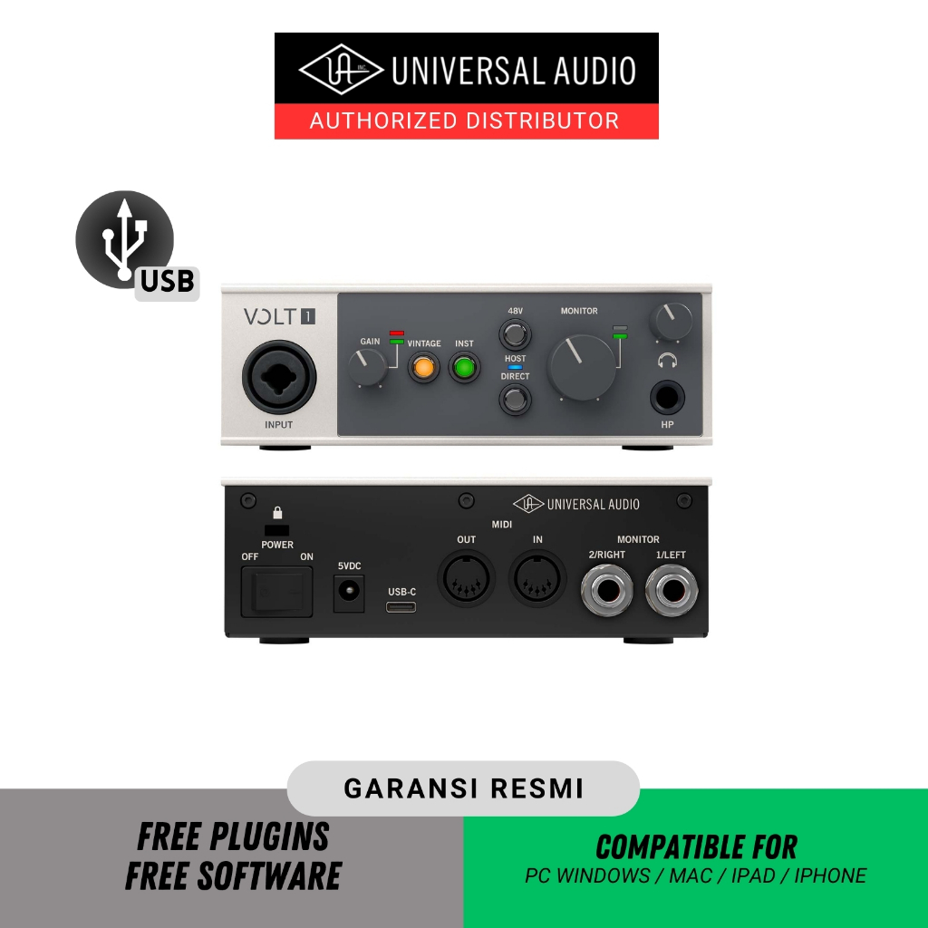 Jual Universal Audio Volt 1 USB Audio Interface Soundcard Recording Live Streaming Podcast ...