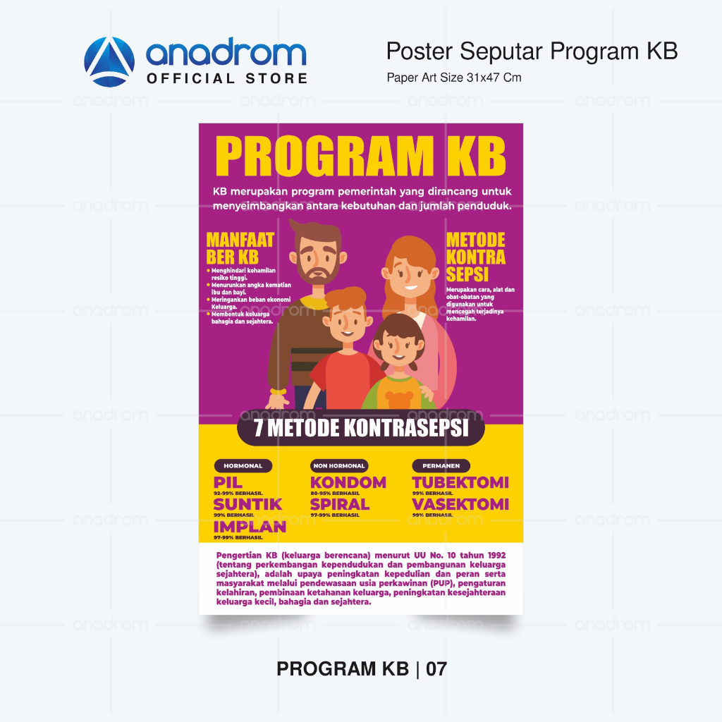Jual Poster Seputar Program Keluarga Berencana KB | Poster Promosi Edukasi Kesehatan | Anadrom ...