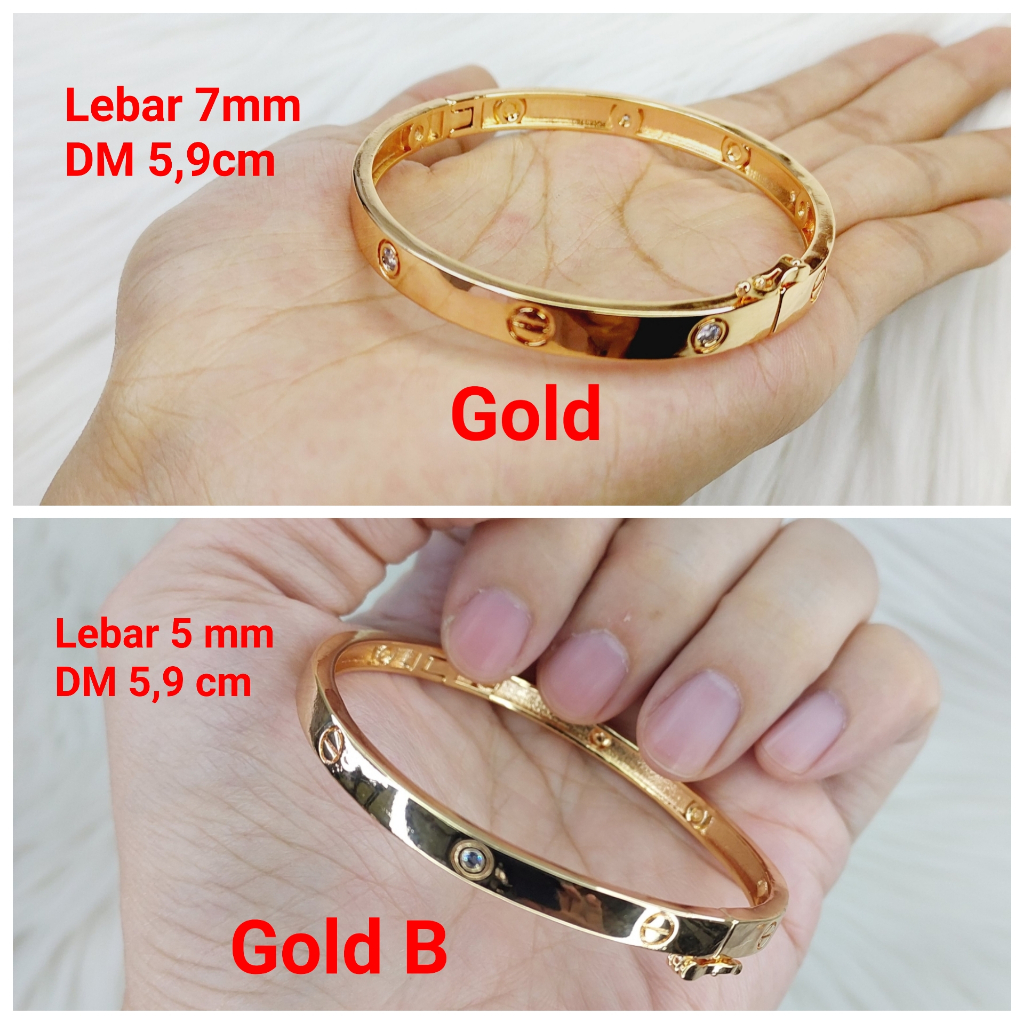 Jual gelang bangle polos ada mata putih GLB002 CT cantik ada pengait ...