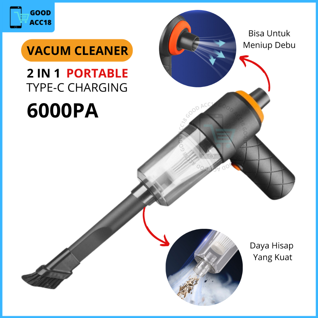 Jual Vacuum Cleaner Gengam Portable 2-in-1 Nirkabel (Wireless) 6000 PA ...