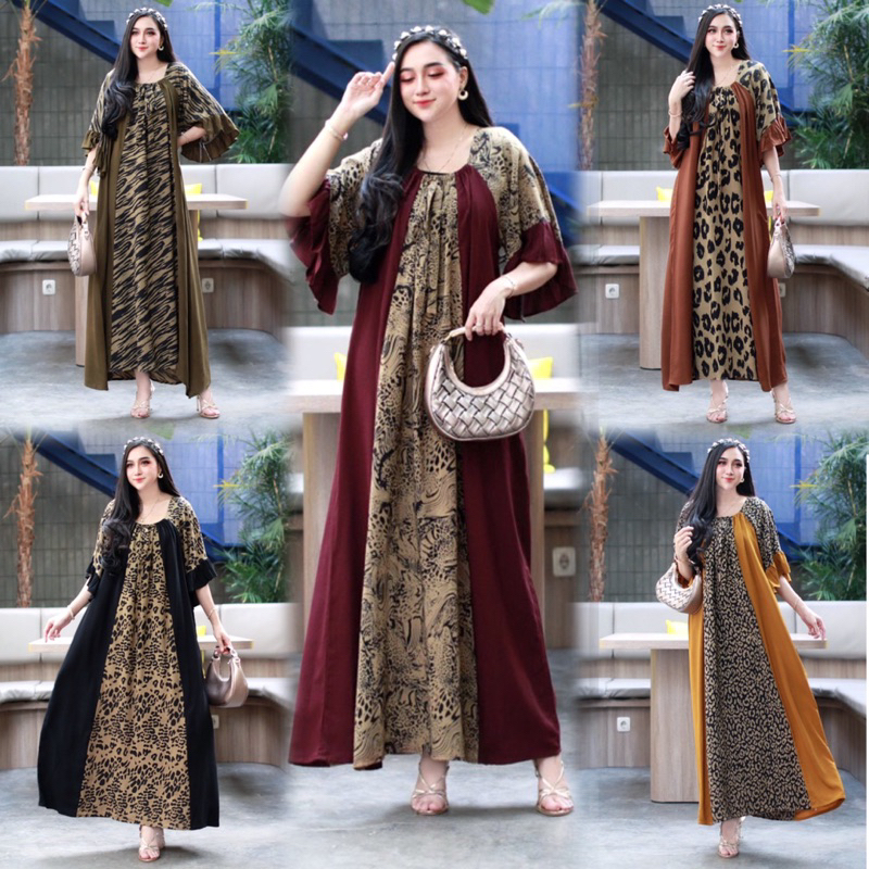 Jual Dress Lalisa Daster Fuji Jumbo Kombinasi Macan Lingkar Dada 120 cm ...