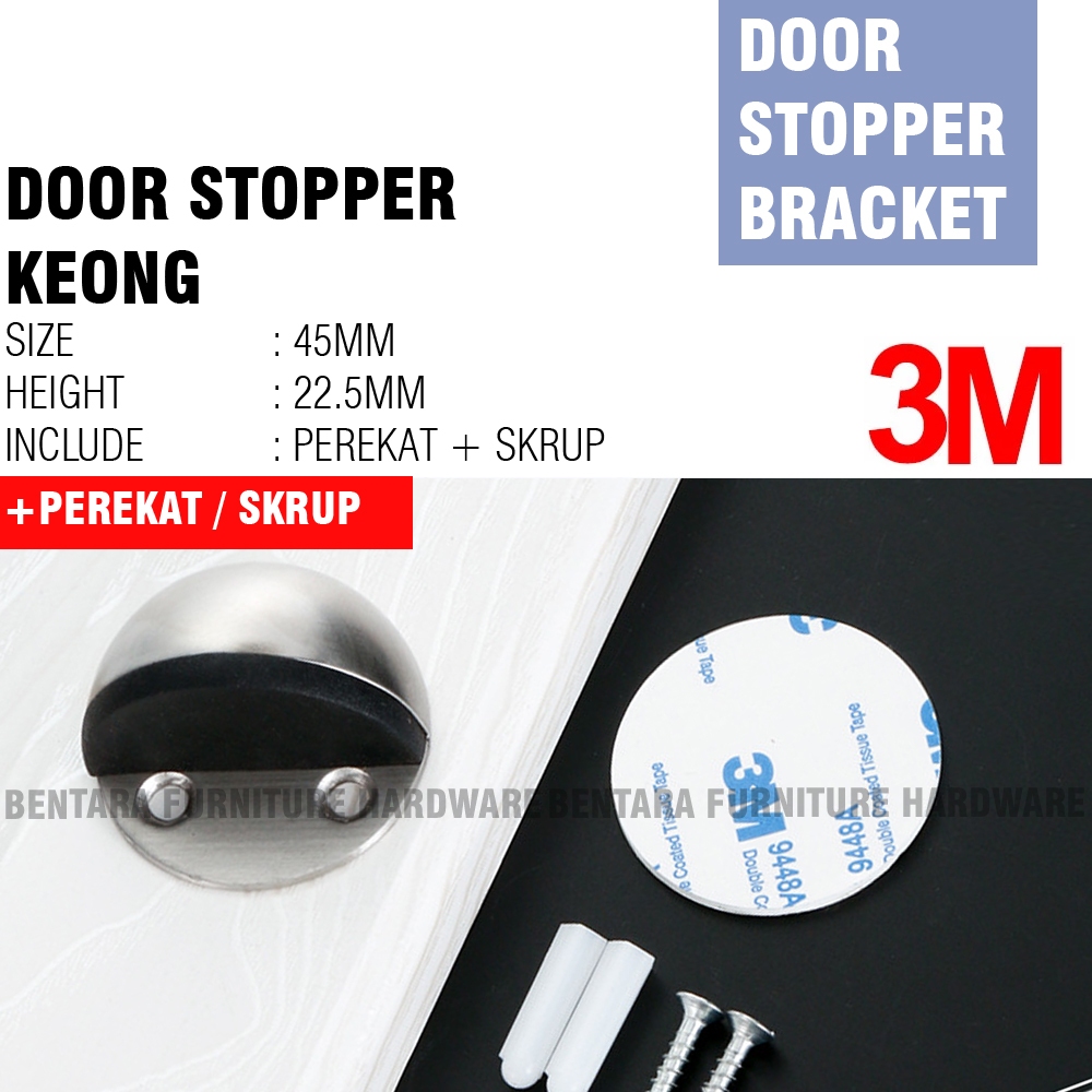 Jual 45MM DOOR STOP KEONG SKRUP + PEREKAT 3M - Penahan Pintu STOPPER ...