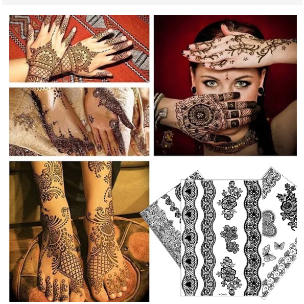 Jual HENNA INSTAN Merah maroom Hitam HENA TATTO PENGANTIN 1 pcs 1 ...