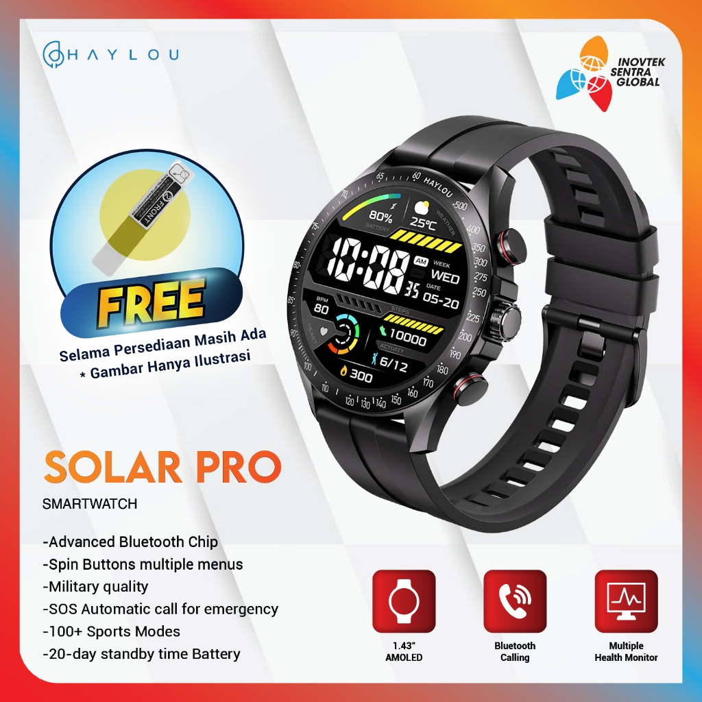 Jual Haylou Solar Pro LS18 Smartwatch AMOLED 1.43" IP68 BT Call Sports | Shopee Indonesia