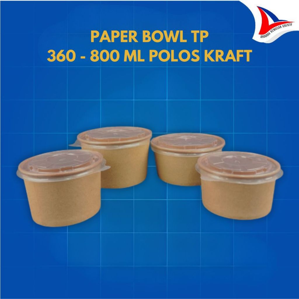 Jual Paper Bowl Tp 360 - 800 Ml Polos Kraft Dan Tutup / Mangkok Kertas Isi 25 Pcs | Shopee Indonesia