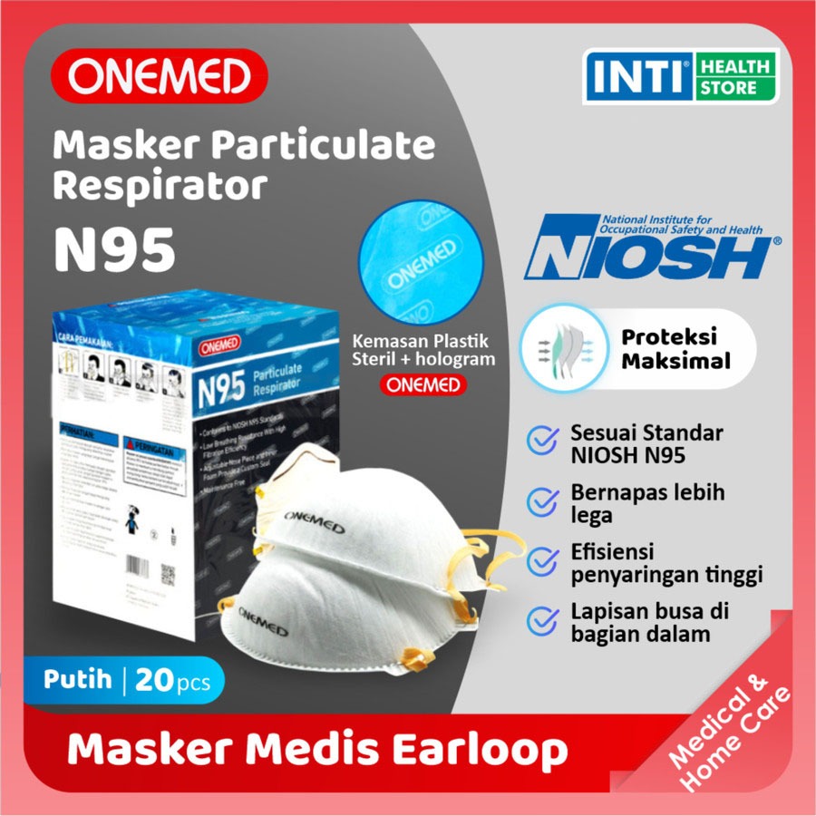 Jual Onemed | Masker Particulate Respirator N95 | Masker Medis Earloop ...
