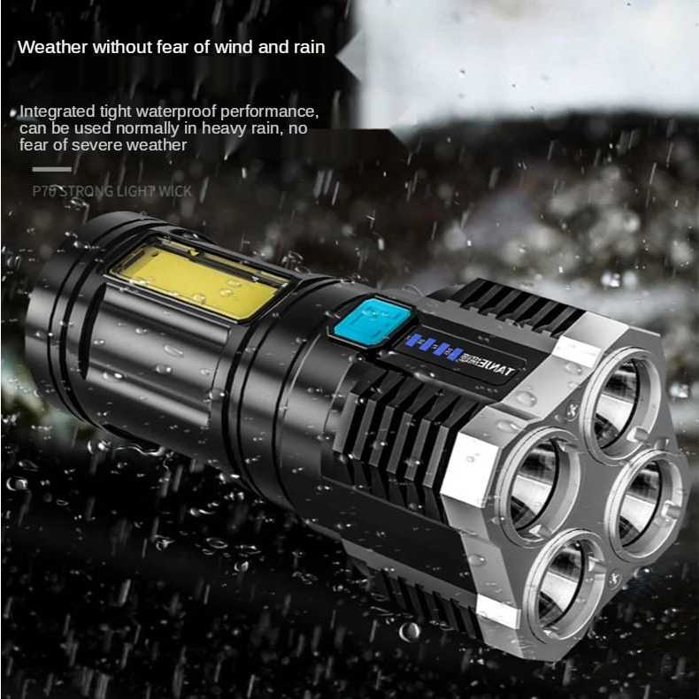Jual Senter 4 LED waterproof super terang COB Light 4 mode senter LED ...
