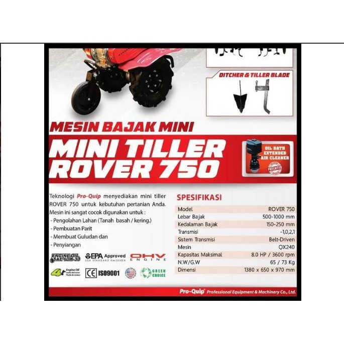 Jual (APEX-750 PROQUIP) Mesin Bajak Mini ROVER APEX750 PROQUIP / Mini ...