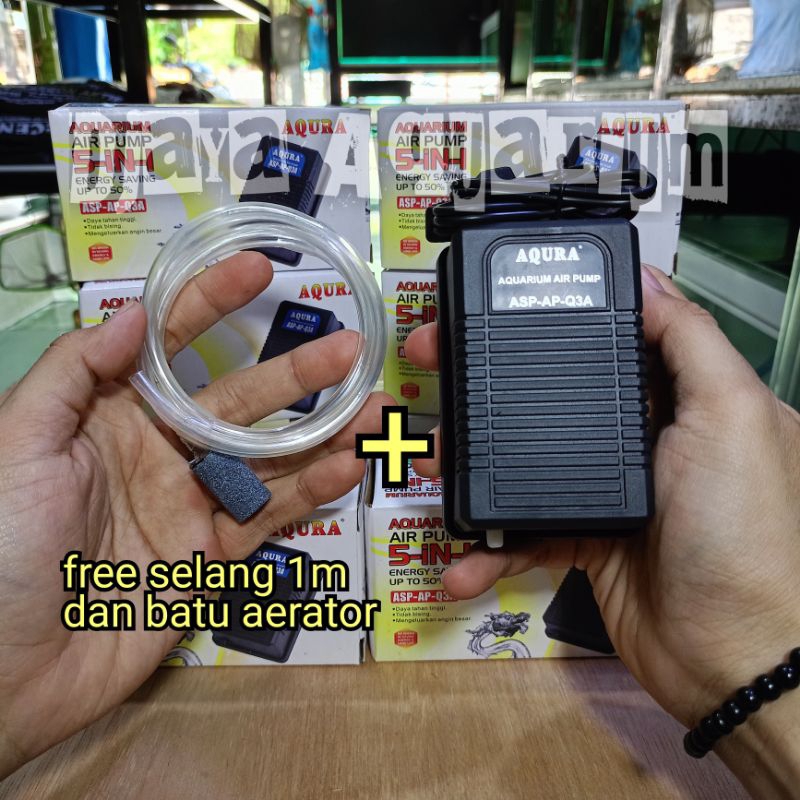 Jual free selang 1m dan batu aerator Air pump Pompa oksigen ikan Aqura ...