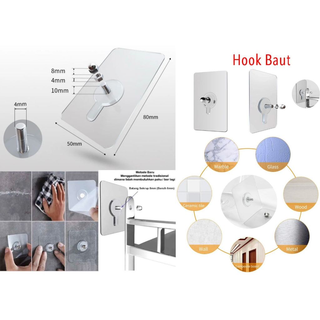 Jual Gantungan Hook Baut Paku / Tempelan Hook Baut Paku / Hook ...