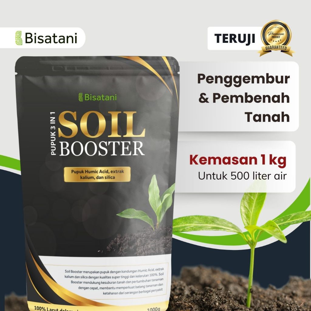 Jual Nutrisi Pupuk Nabati Penyubur Tanah SOIL BOOSTER 1 Kg/ Humic Acid Asam Humat 1Kg/ Pupuk ...