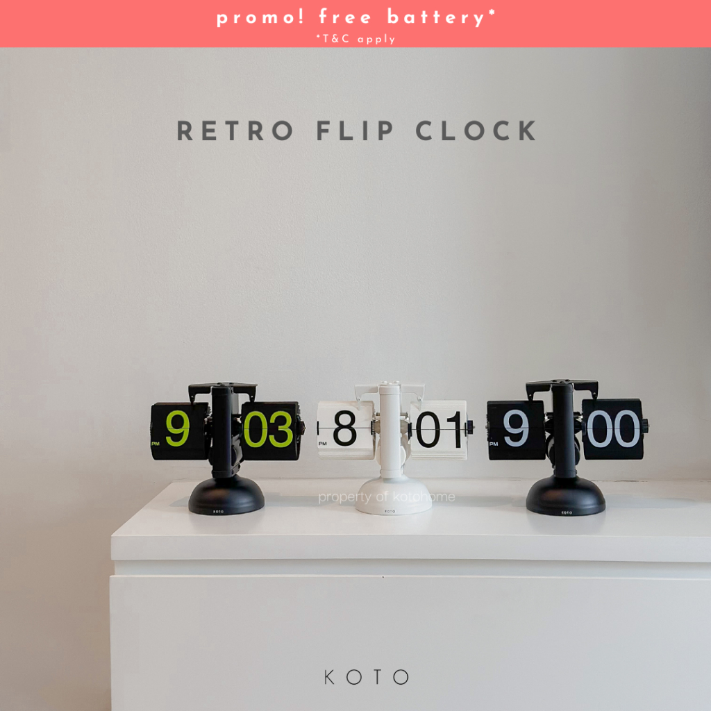 Jual KOTO Retro Flip Clock / Jam dinding Aesthetic / Jam meja / Jam ...