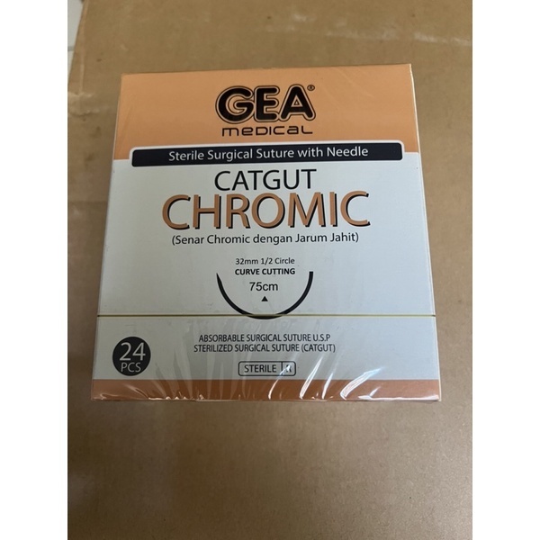 Jual Catgut Chromic Benang Jahit Jarum GEA Absorbable Sterile Surgical ...