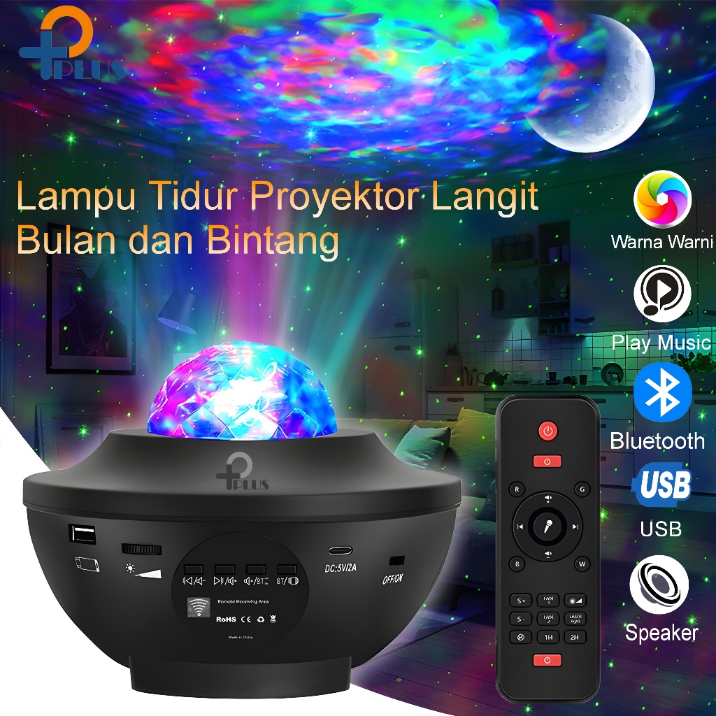 Jual [ Pplus ] Lampu Proyetor Aurora Dengan Speaker Langit Malam Bulan ...