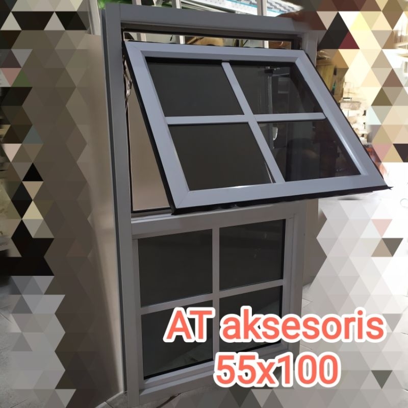 Jual jendela aluminium 55x100 ornamen (atas jendela,bawah kacamati ...