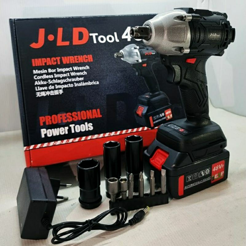 Jual Impact Wrench JLD Cordless 48S Set Mesin Bor Impek 48V Baterai Pembuka Baut impact - Impact ...