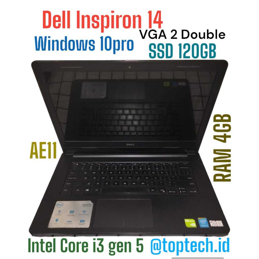 Jual (AE11) DELL Inspiron 14 RAM 4GB SSD 120GB Intel Core i3 gen 5 VGA ...