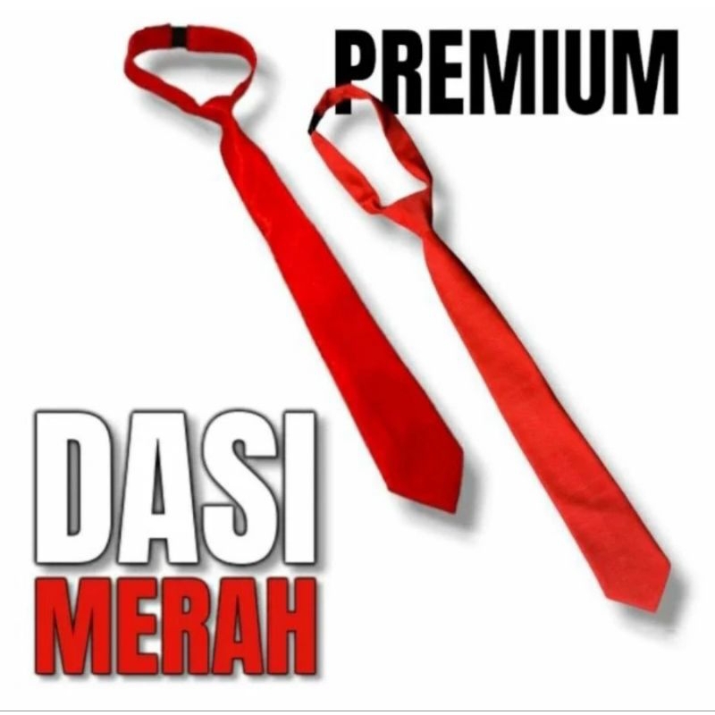 Jual Dasi Merah Polos Pria Wanita Instant Bahan Doff dan Satin ...