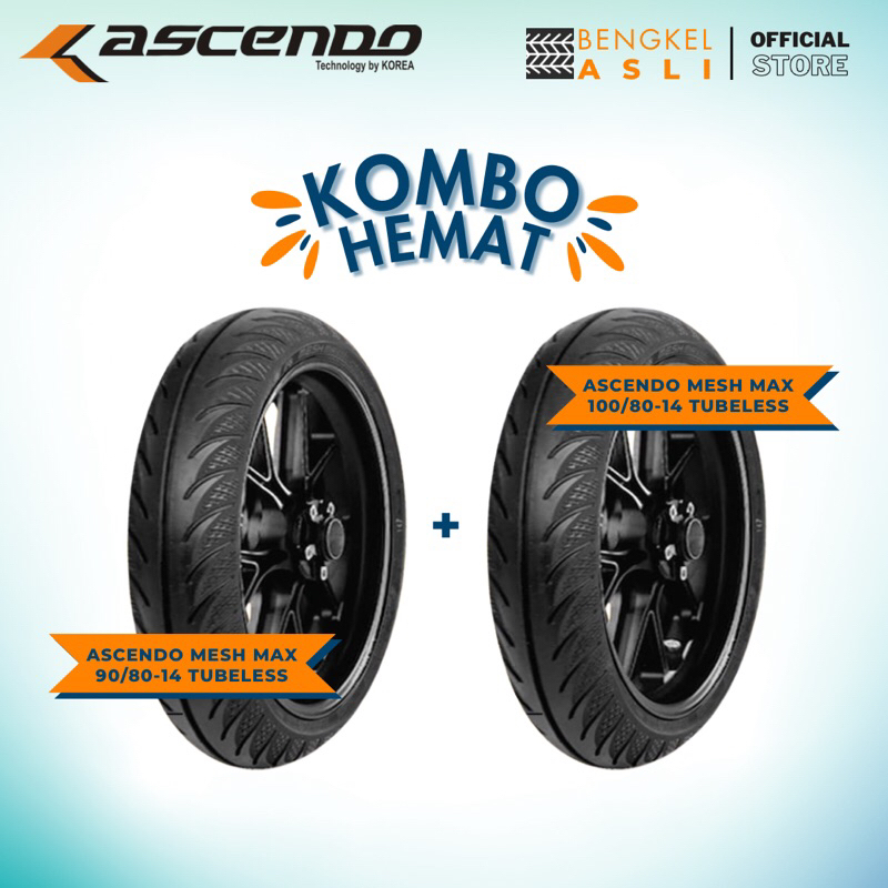 Jual (KOMBO HEMAT 2 BAN TUBELESS) Ban Motor ASCENDO MESH MAX Ring 14 90 ...