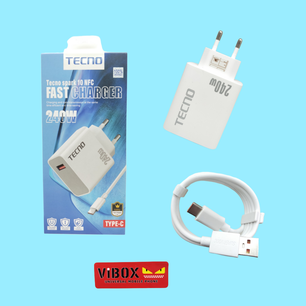 Jual TECNO Charger Spark 10 NFC 5G Set Plus Kabel data Fast Charging ...